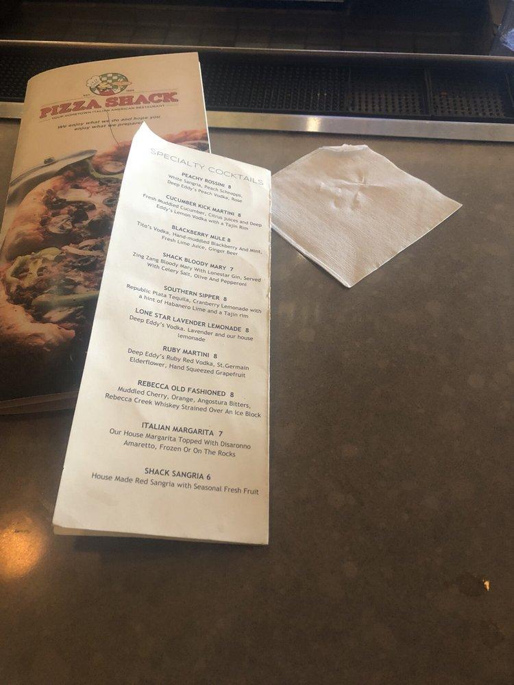 Menu at Pizza Shack pizzeria, Montgomery, Stewart Creek Rd