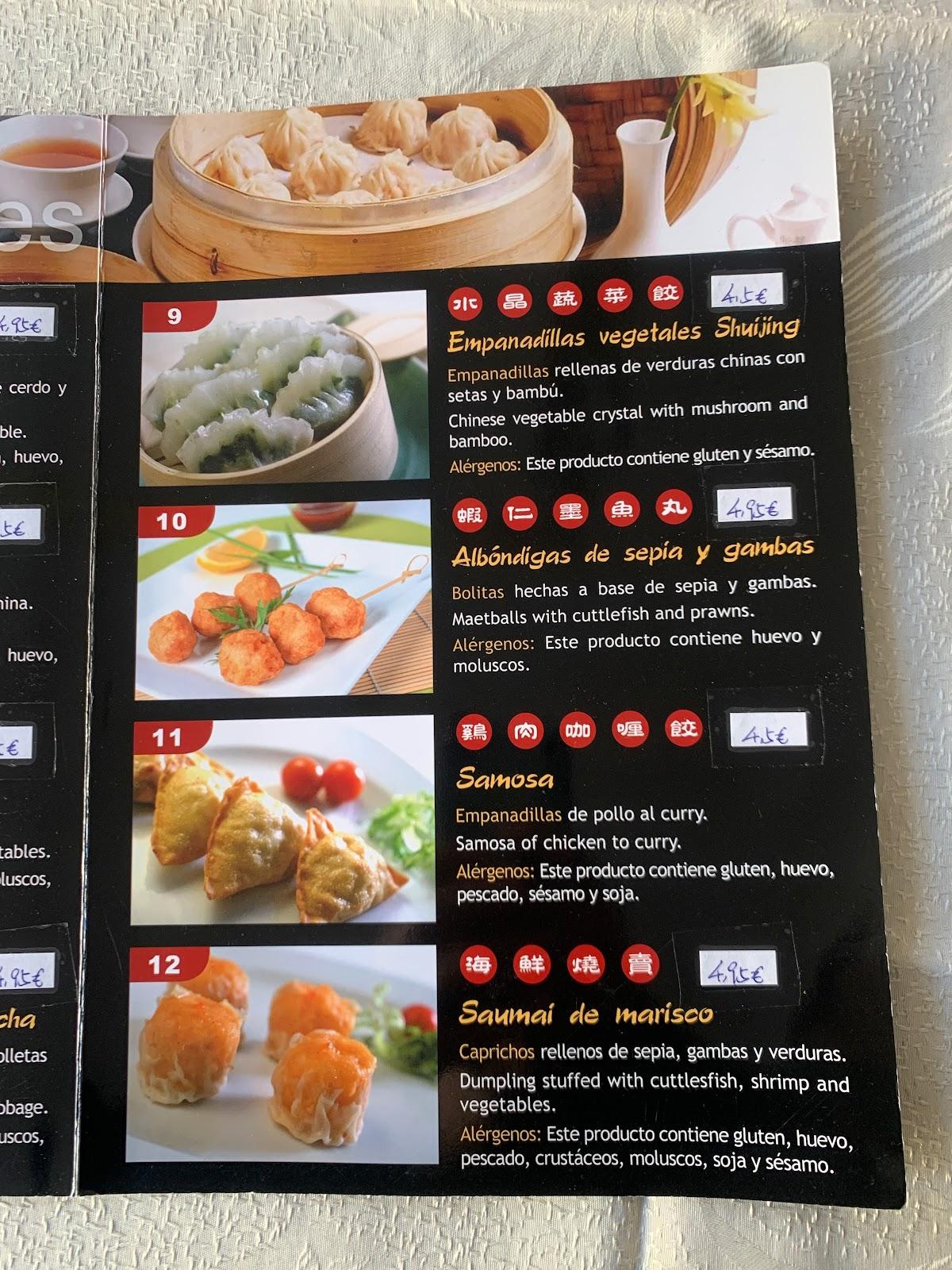 Carta de Restaurante asiatico tianli, Icod de los Vinos