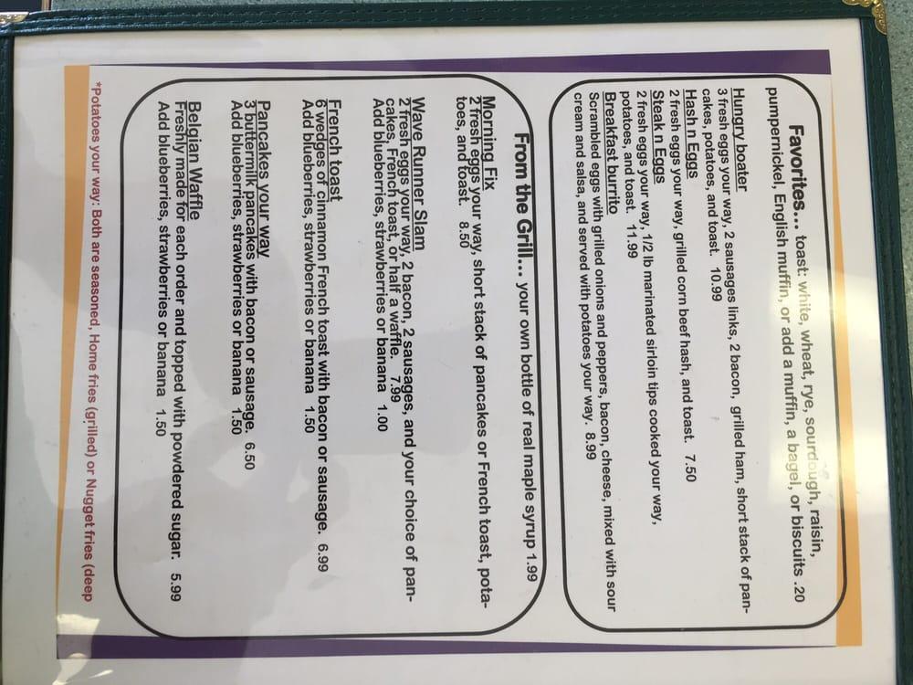 Menu at Sunshine & Pa's restaurant, Meredith