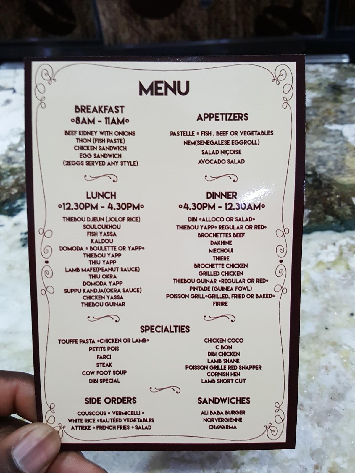 Menu at Chez Jacob restaurant, New York City, Frederick Douglass Blvd