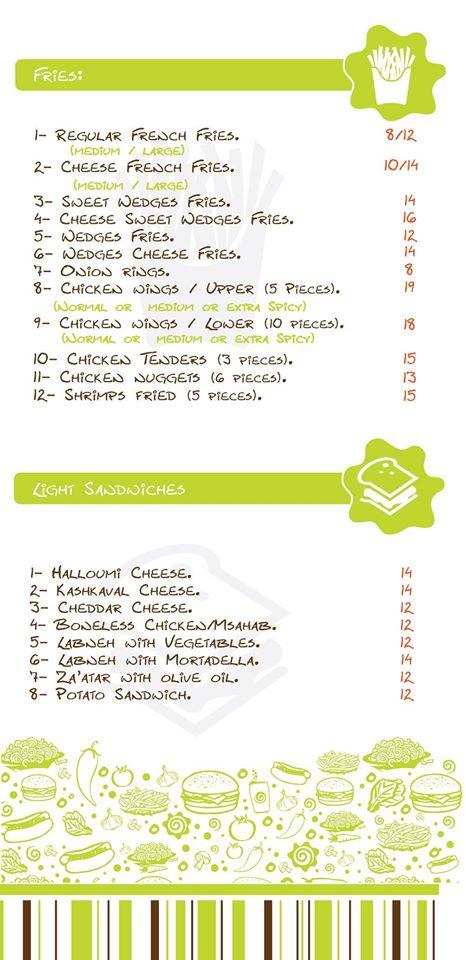 Menu at Iceberg restaurant, Dubai, The Dubai Mall