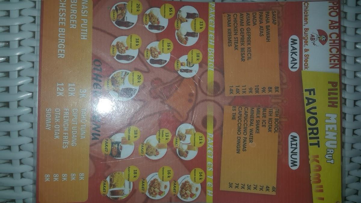 Menu at Pro AB Chicken restaurant, Kediri