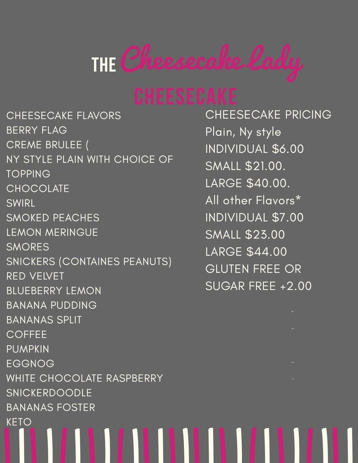 Menu at The Cheesecake Lady, Casper