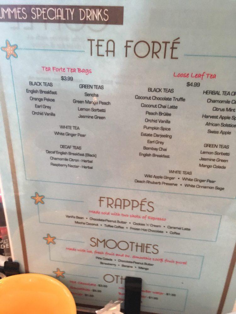 Menu at Yummies Bistro cafe, South Padre Island