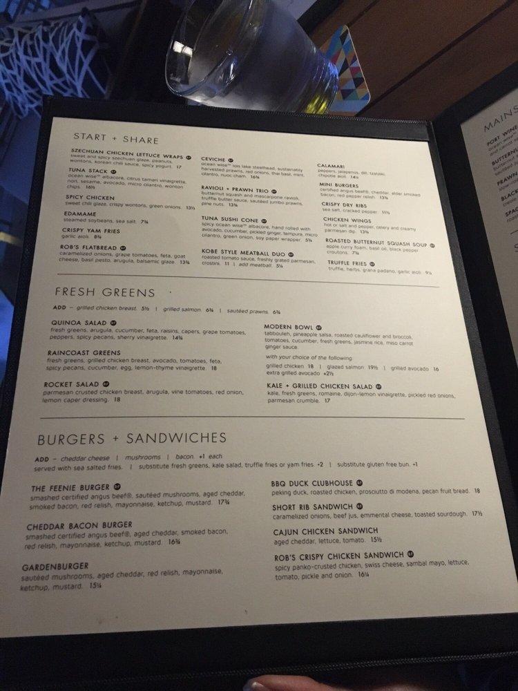 Menu at Cactus Club Cafe Coal Harbour, Vancouver