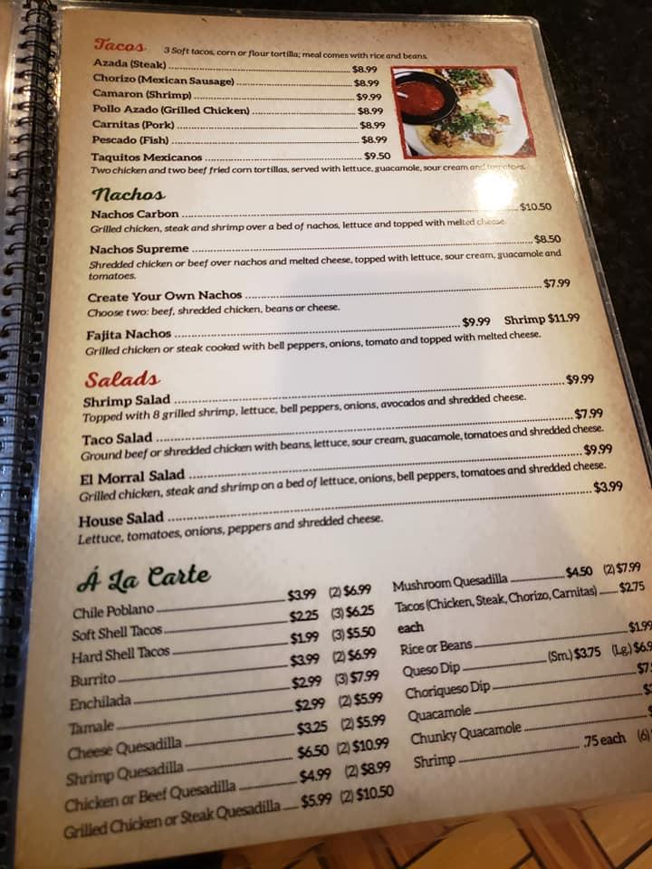 Menu at El Morral Mexican Restaurant LLC, Beech Grove