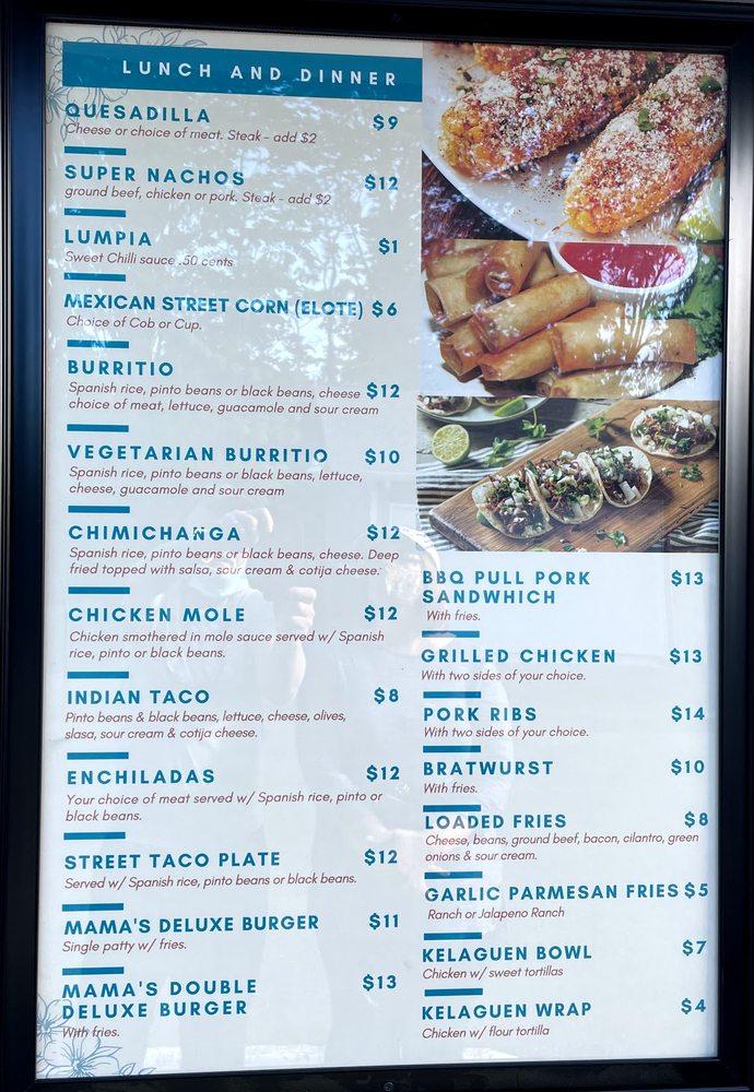 Menu at Mama Becca's fast food, Port Orchard