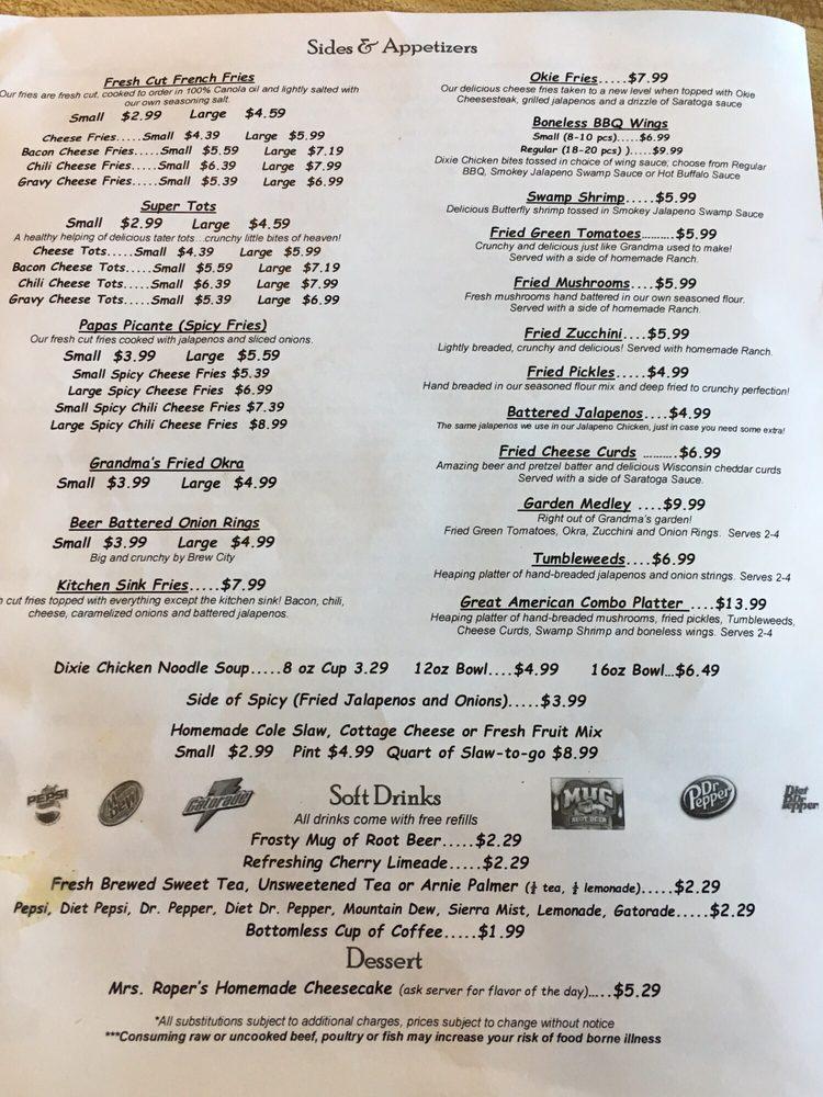 Menu at Patriot Cafe, Sapulpa
