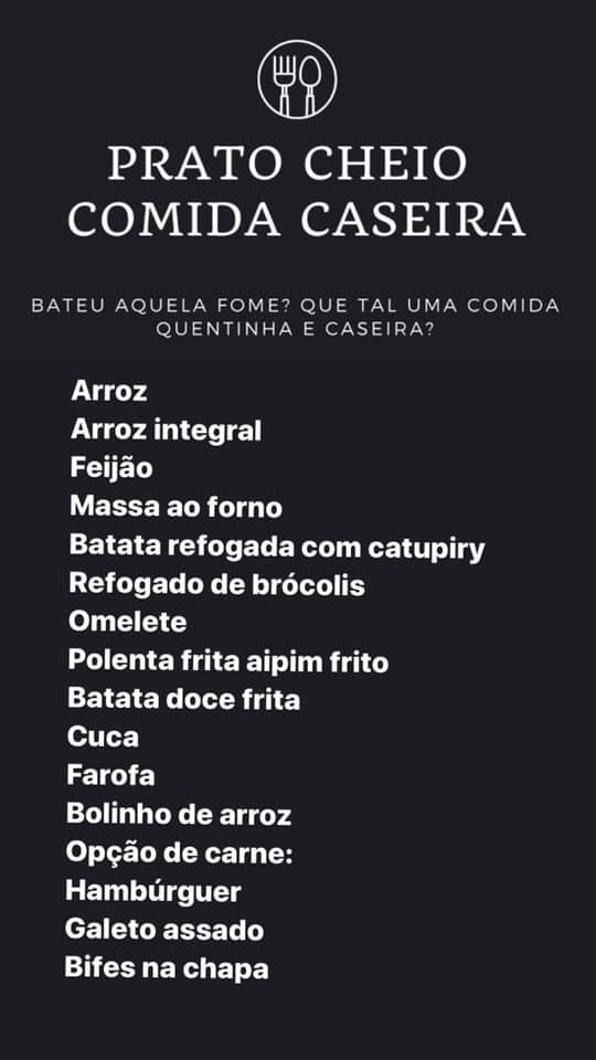 Menu em Prato Cheio restaurante, Novo Hamburgo