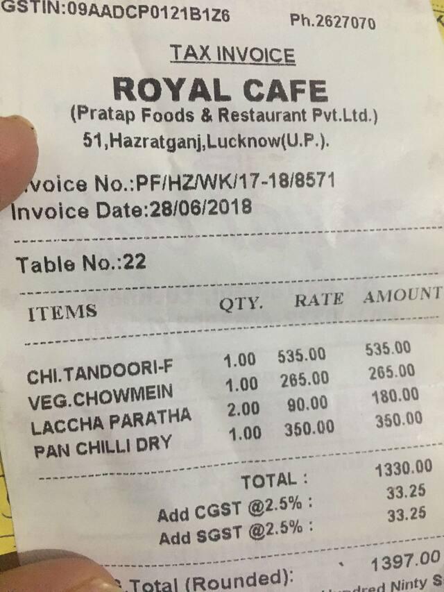 Menu at Royal Cafe, Lucknow, 51