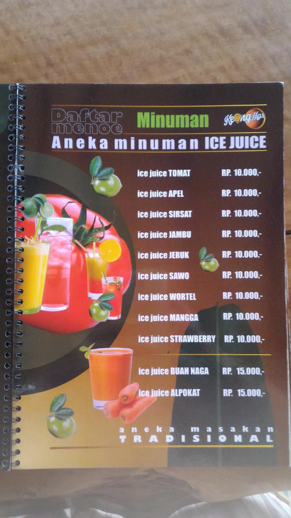 Menu at Rumah Makan Keong Mas restaurant, Bantul