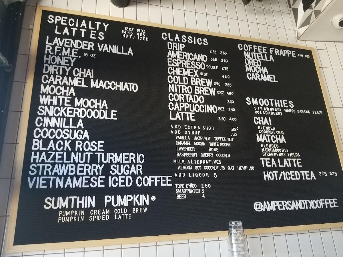 Menu at Ampersand pub & bar, Fort Worth, Bledsoe St