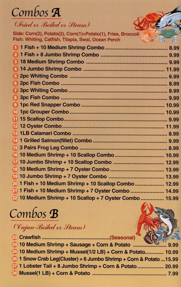 Menu at New Orleans Seafood restaurant, Redan