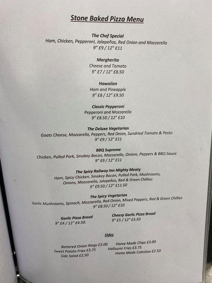 Menu at The Railway Inn pub & bar, Docking