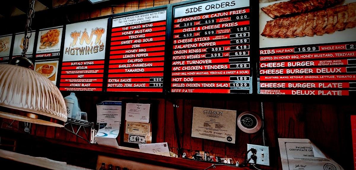 Menu at Tnt Hot Wings restaurant, Spartanburg, 456 Union St