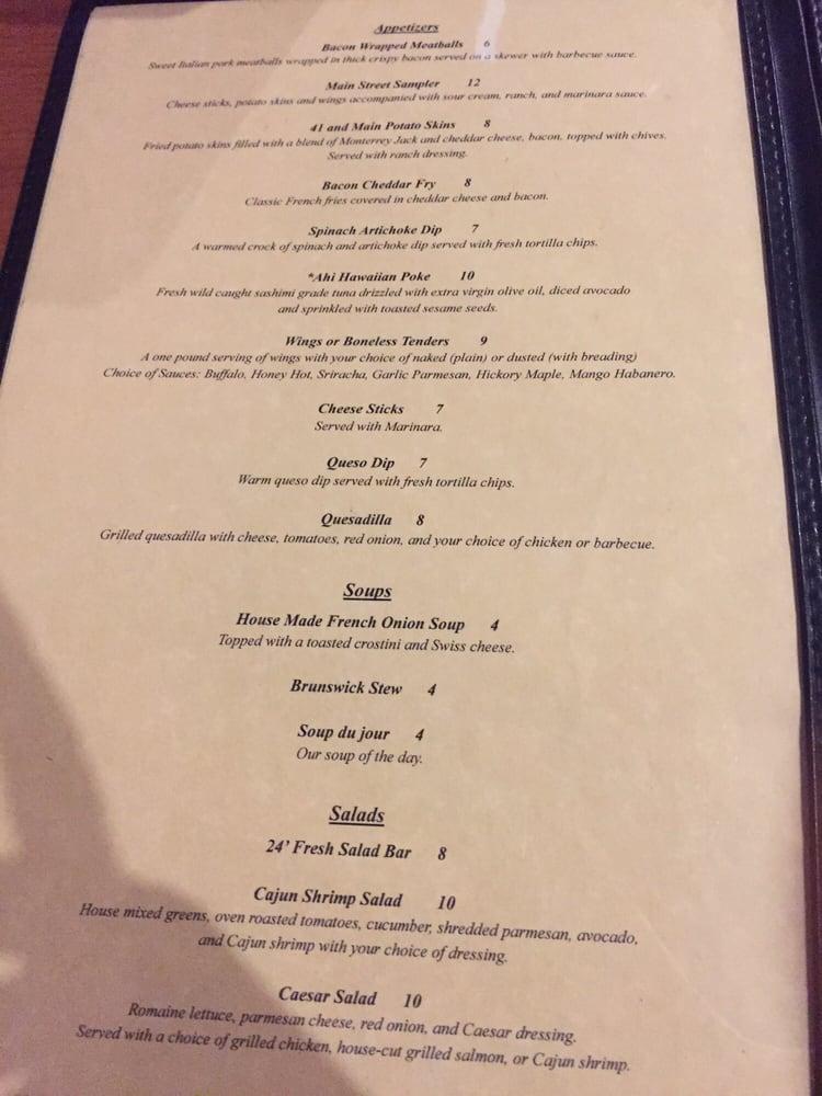 Menu at 41 and Main BBQ, Tifton