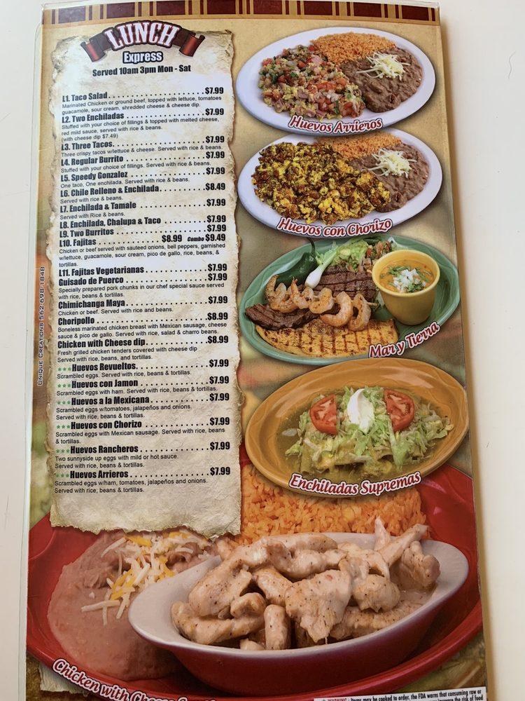 Menu at Fiesta Mexicana Mexican Restaurant, El Dorado