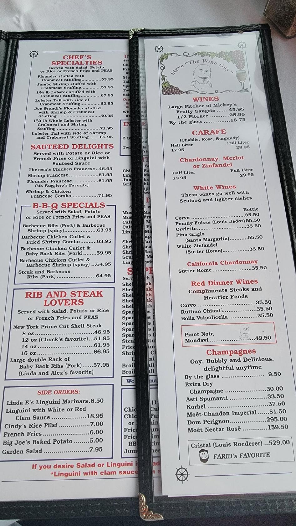 Menu at JP's restaurant, Mount Vernon