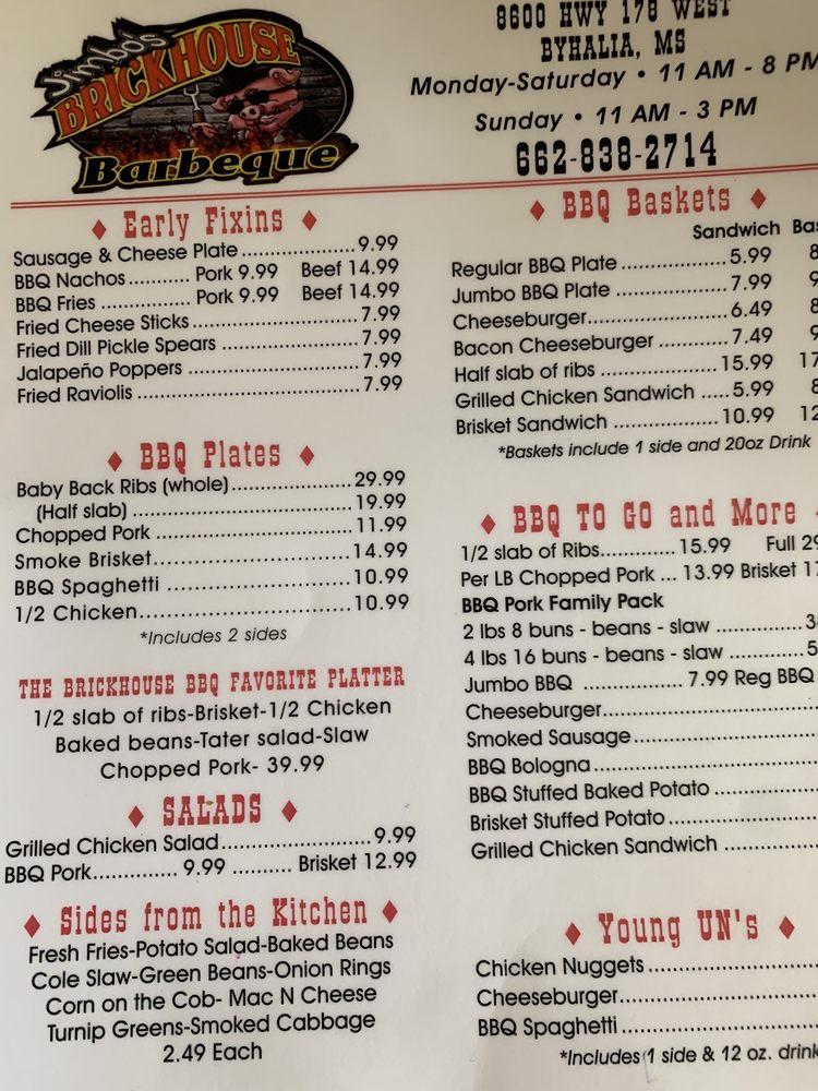 Jimbo's Brickhouse BBQ in Byhalia - Restaurant menu and reviews