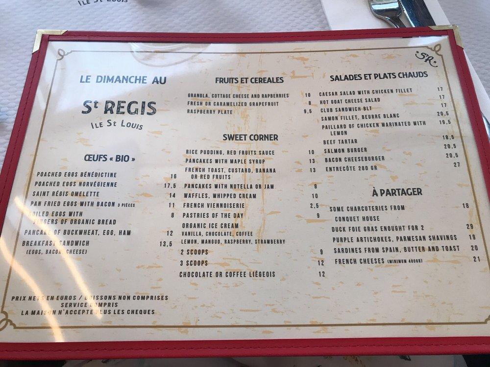 Menu at LE SAINT-REGIS - PARIS restaurant, Paris