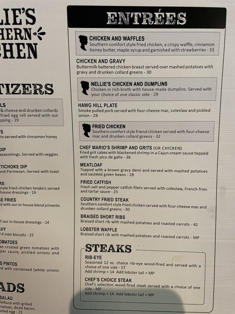 Menu at Nellie's Southern Kitchen pub & bar, Las Vegas