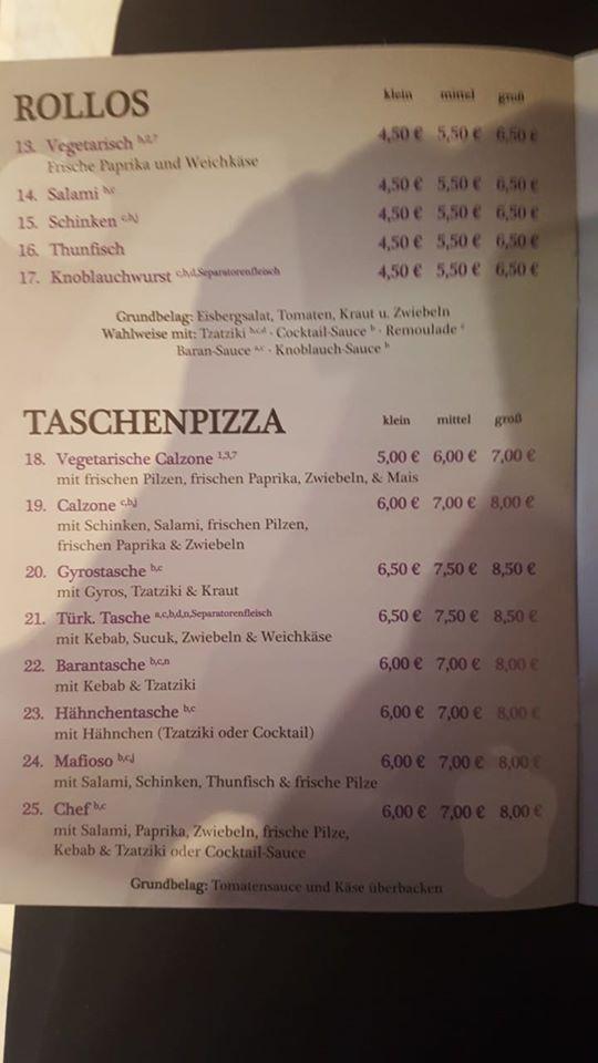 Menu at Pizzeria Baran, Neuenhaus, Hauptstraße 56