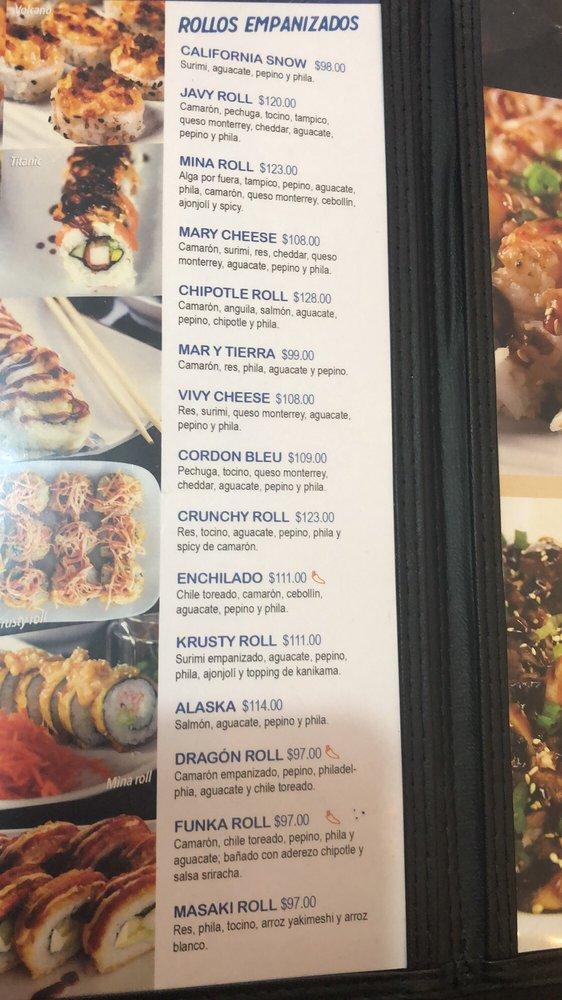 Carta del restaurante Sushimi Plus, Tijuana, Blvd. Agua Caliente 11999
