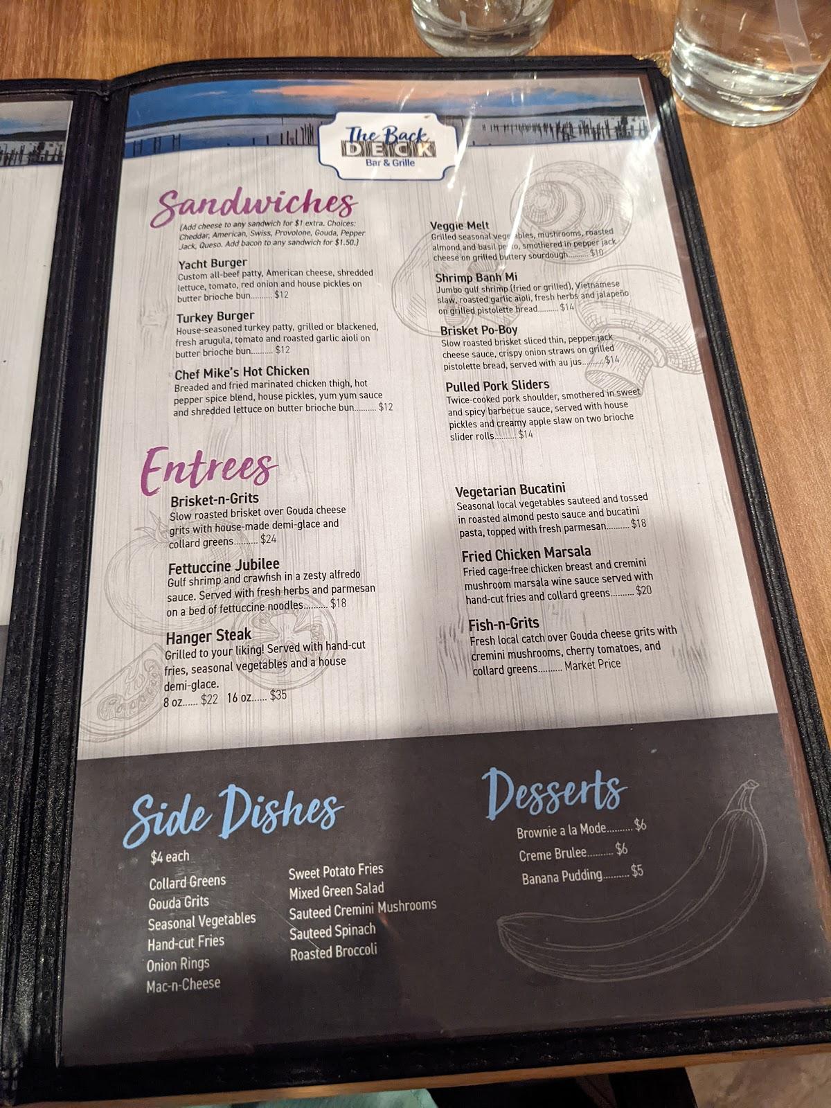 Menu at The Back Deck Bar & Grille, Daphne