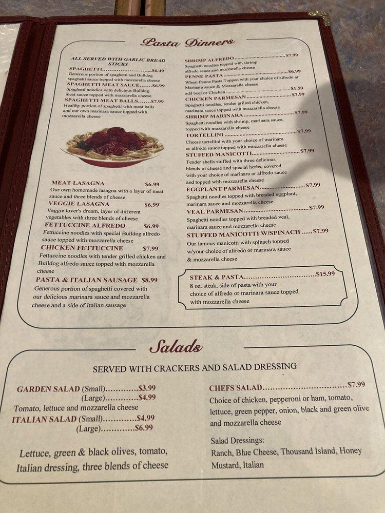 Menu at Bulldog Pizza pizzeria, Jefferson