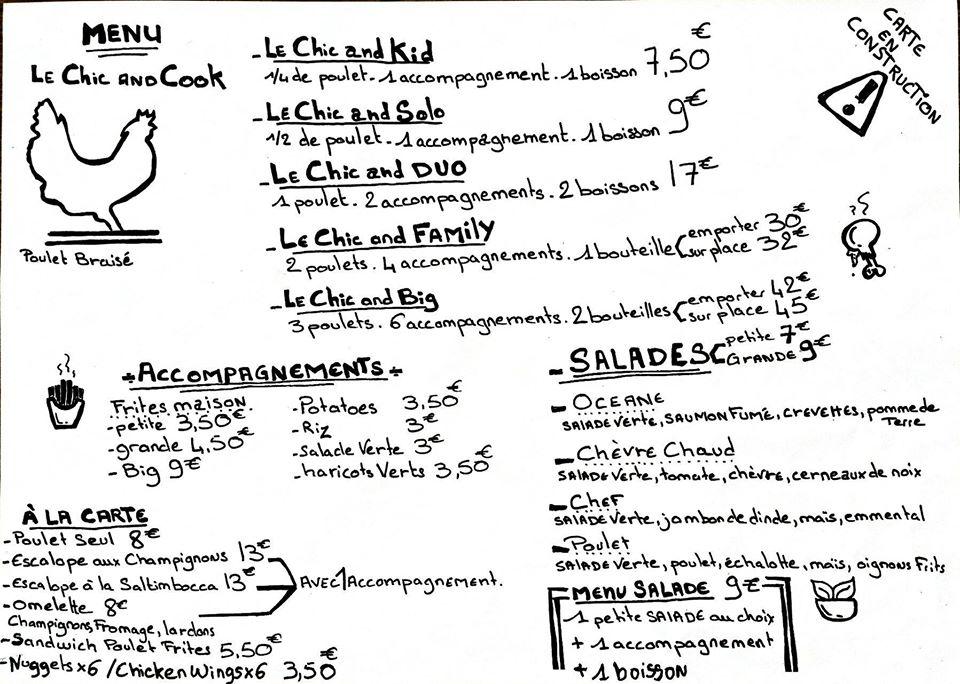 Menu au Le Chic and Cook restaurant, Alfortville