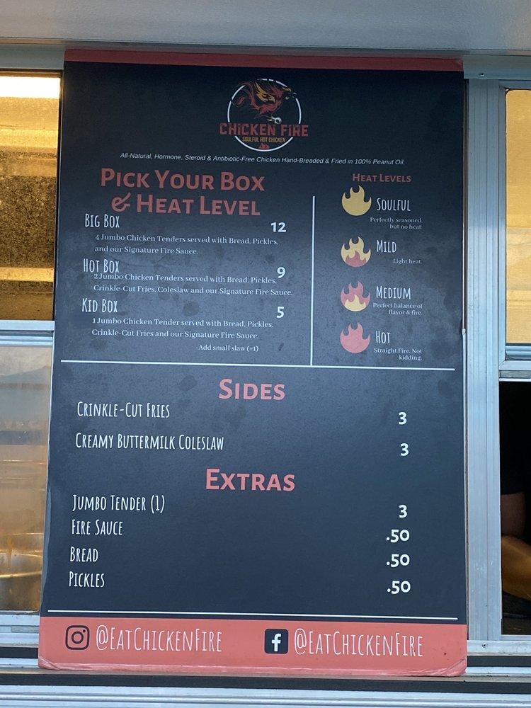 Menu at Chicken Fire restaurant, Orlando