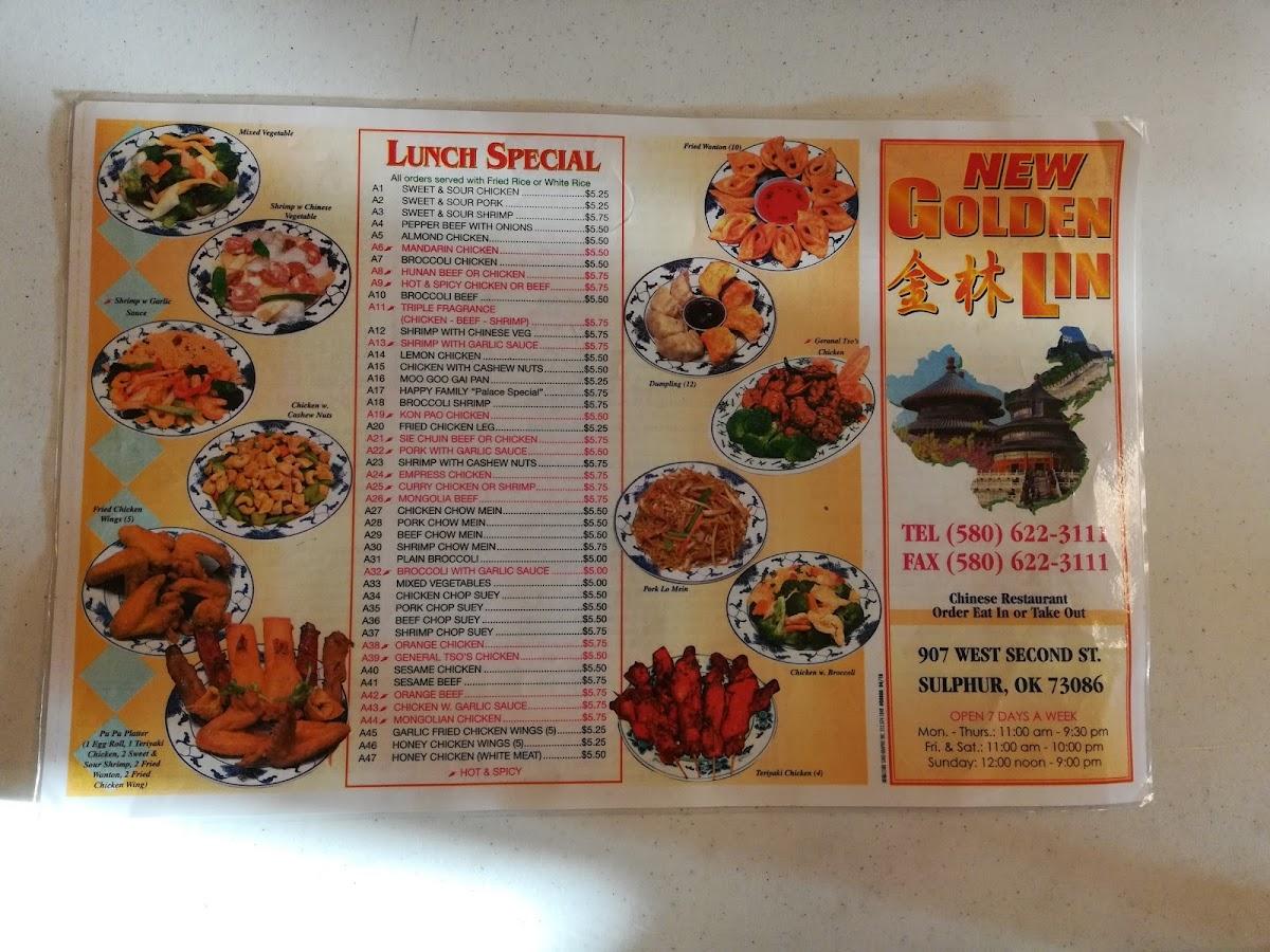 Menu at Golden Lin Chinese Restaurant, Sulphur