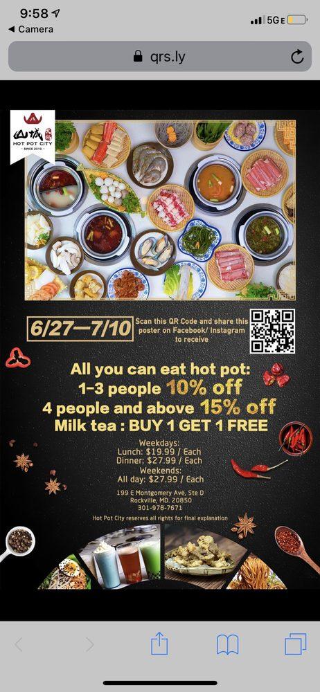 Menu at HOT POT CITY restaurant, Rockville