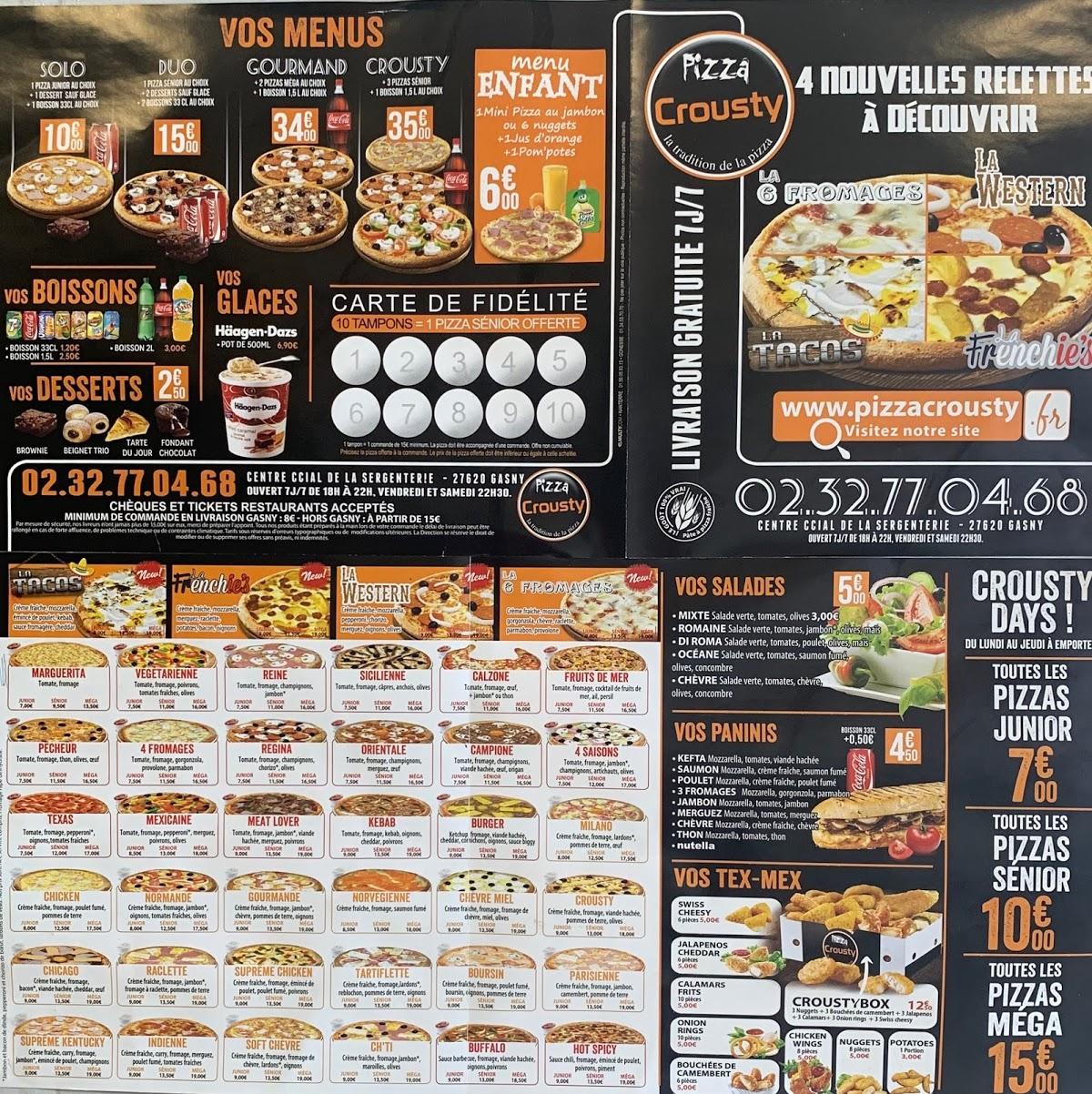 Menu at Pizzeria, Gasny