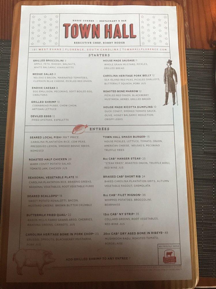 Menu at Town Hall pub & bar, Florence