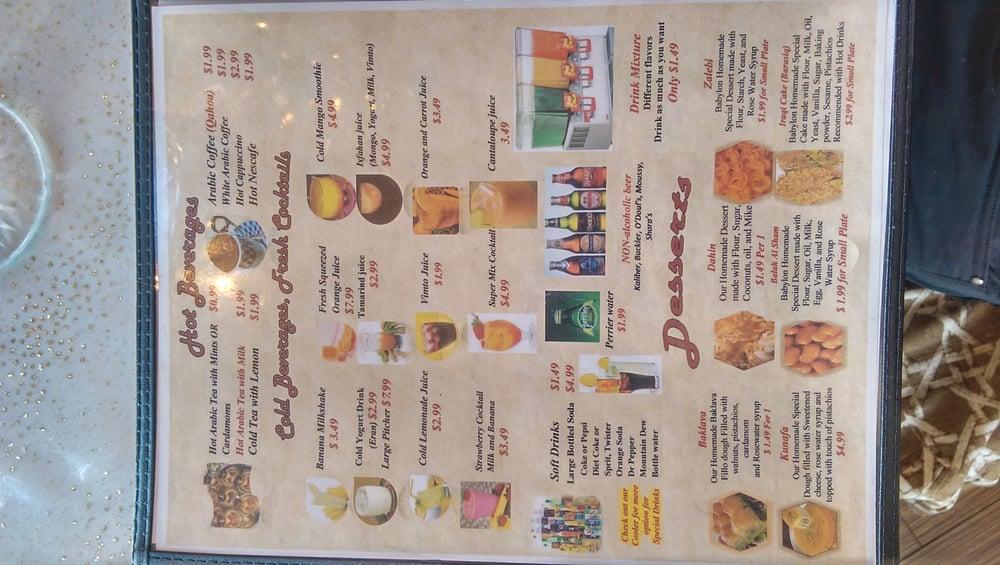 Menu at Babylon Restaurant, Portland