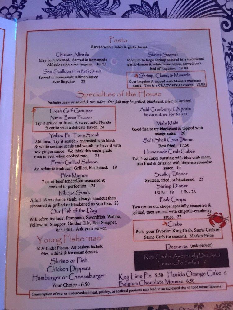 Menu at Crazy Fish Bar And Grill, Lake Wales