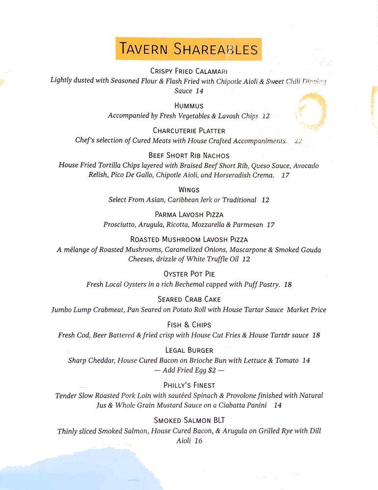 Menu at Legal Assets Craft Food & Spirits restaurant, Easton