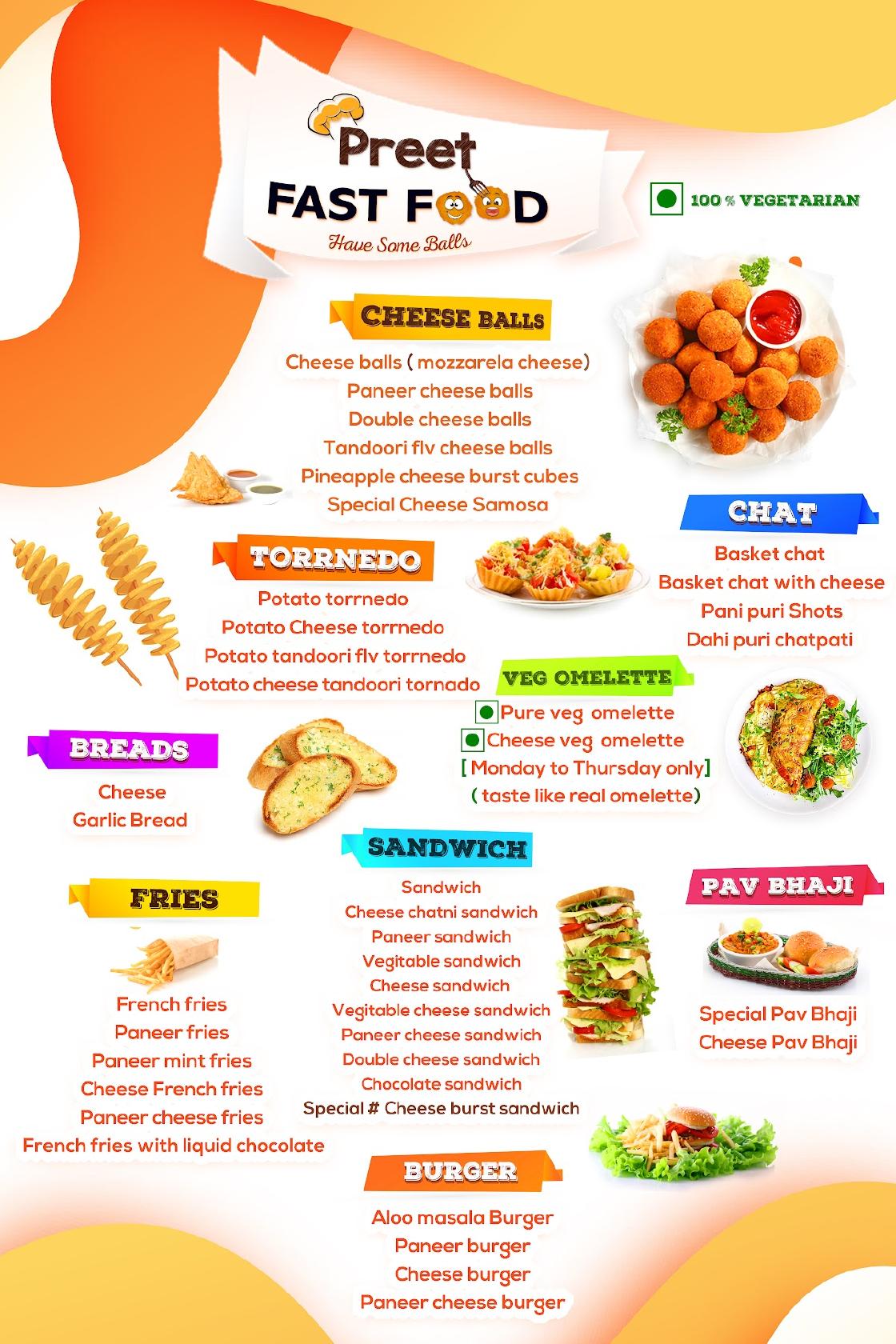 Menu at Preet Fast Food, Bhopal