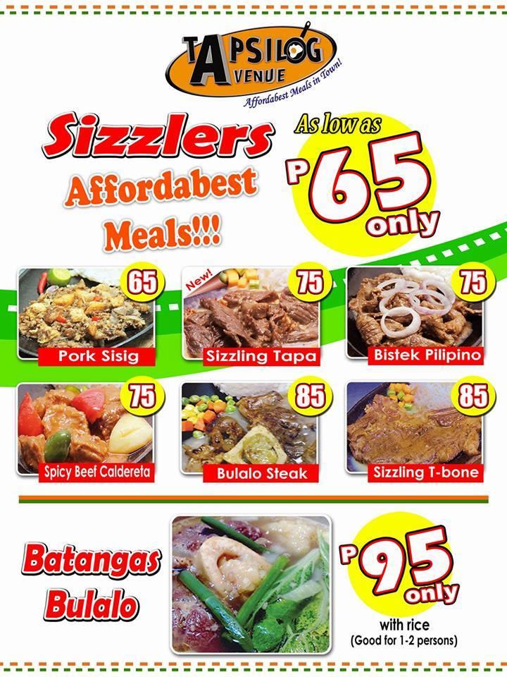 Menu at Tapsilog Avenue Gen. Luna restaurant, Cabanatuan City
