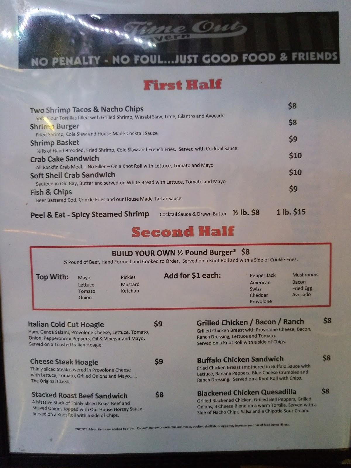 Menu at TimeOut Tavern pub & bar, Newport, 360 E Chatham St
