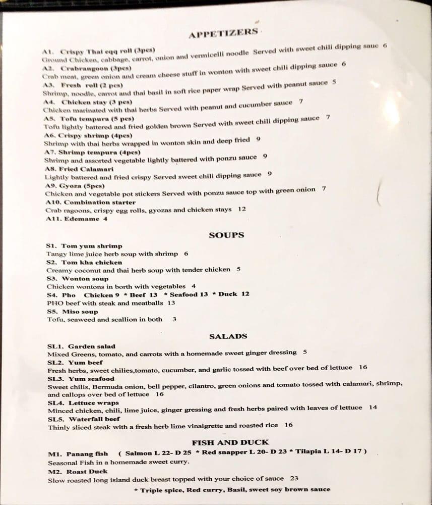 Menu at Jk Thai & Sushi restaurant, Mount Dora