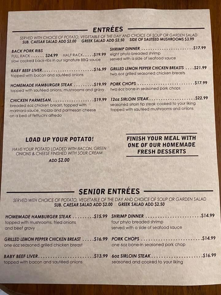 Menu at Patricia Inn Family Restaurant, Dryden