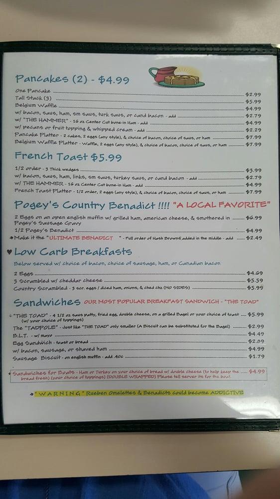 Menu at Pogey's Family Restaurant, Okeechobee