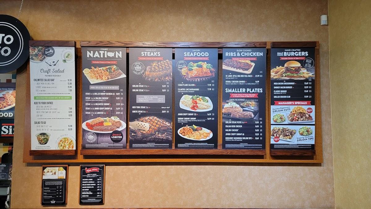 Menu at Sizzler steakhouse, San Diego, Imperial Ave