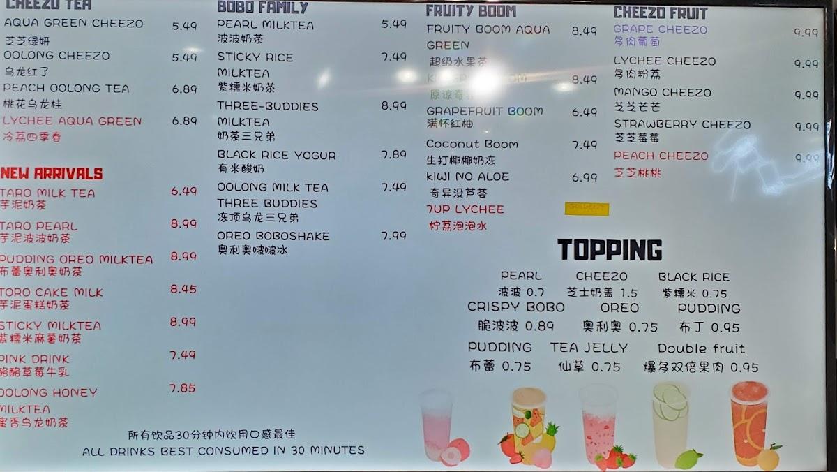 Menu at TOP TEA, Halifax