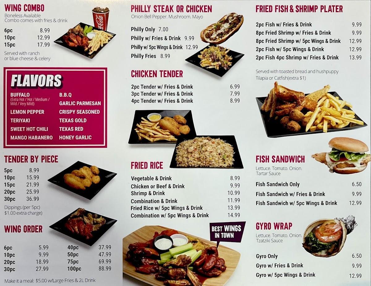 Carta del restaurante Wing Dash, Little Elm