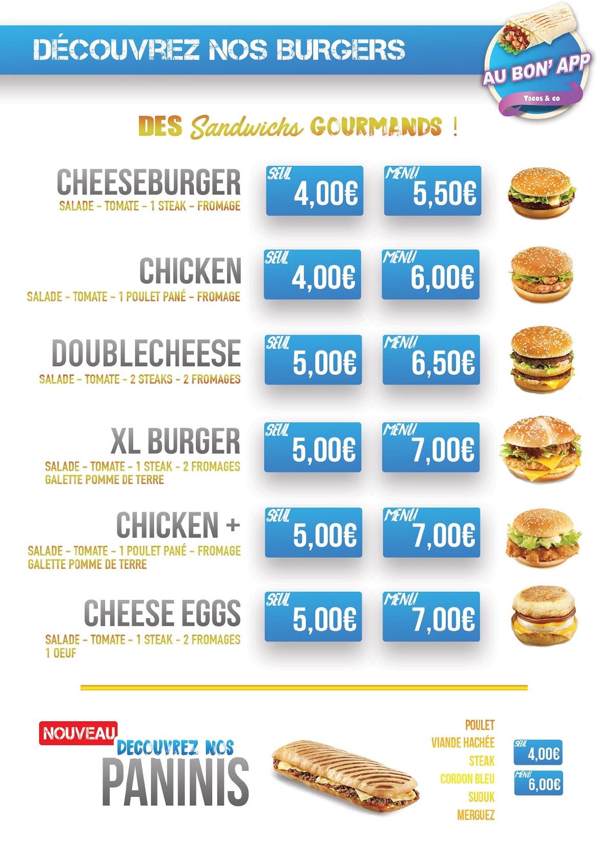 Menu at Au Bon App restaurant, Montargis