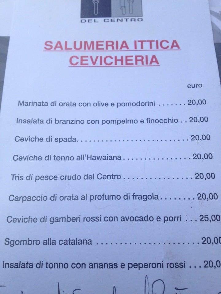 Menu da Ristorante Pizzeria del Centro, Monza