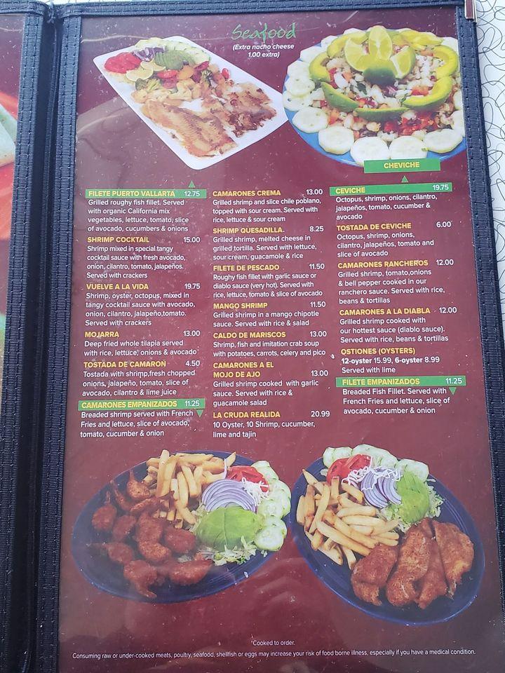 Menu at El Michoacan Mexican restaurant, Gaffney